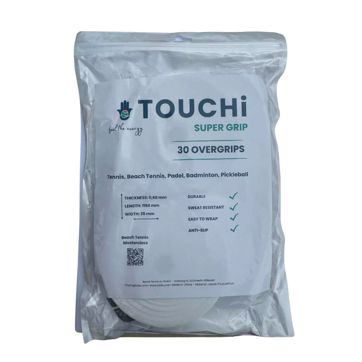 BT4U TOUCHi SUPER GRIP - 30 Pack of OverGrips - White – iamBeachTennis