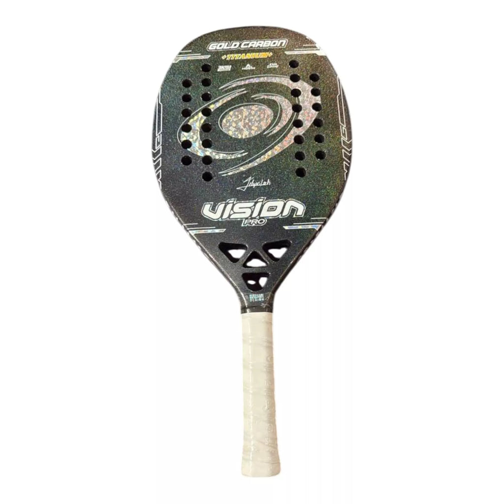 Vision Pro GOLD CARBON TITANIUM 2026 Beach Tennis Racket – iamBeachTennis